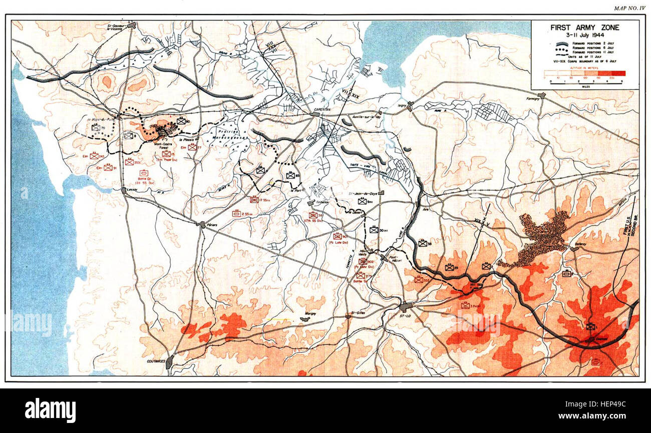 First Army zone, 3-11 July 1944 Stock Photo - Alamy