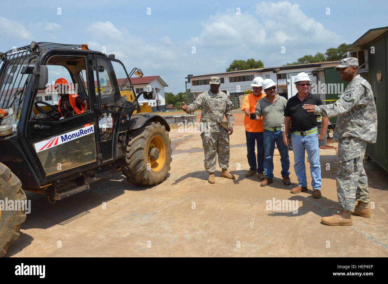 U.S. Army engineers from the 36th Engineer Brigade prepare equipment ...