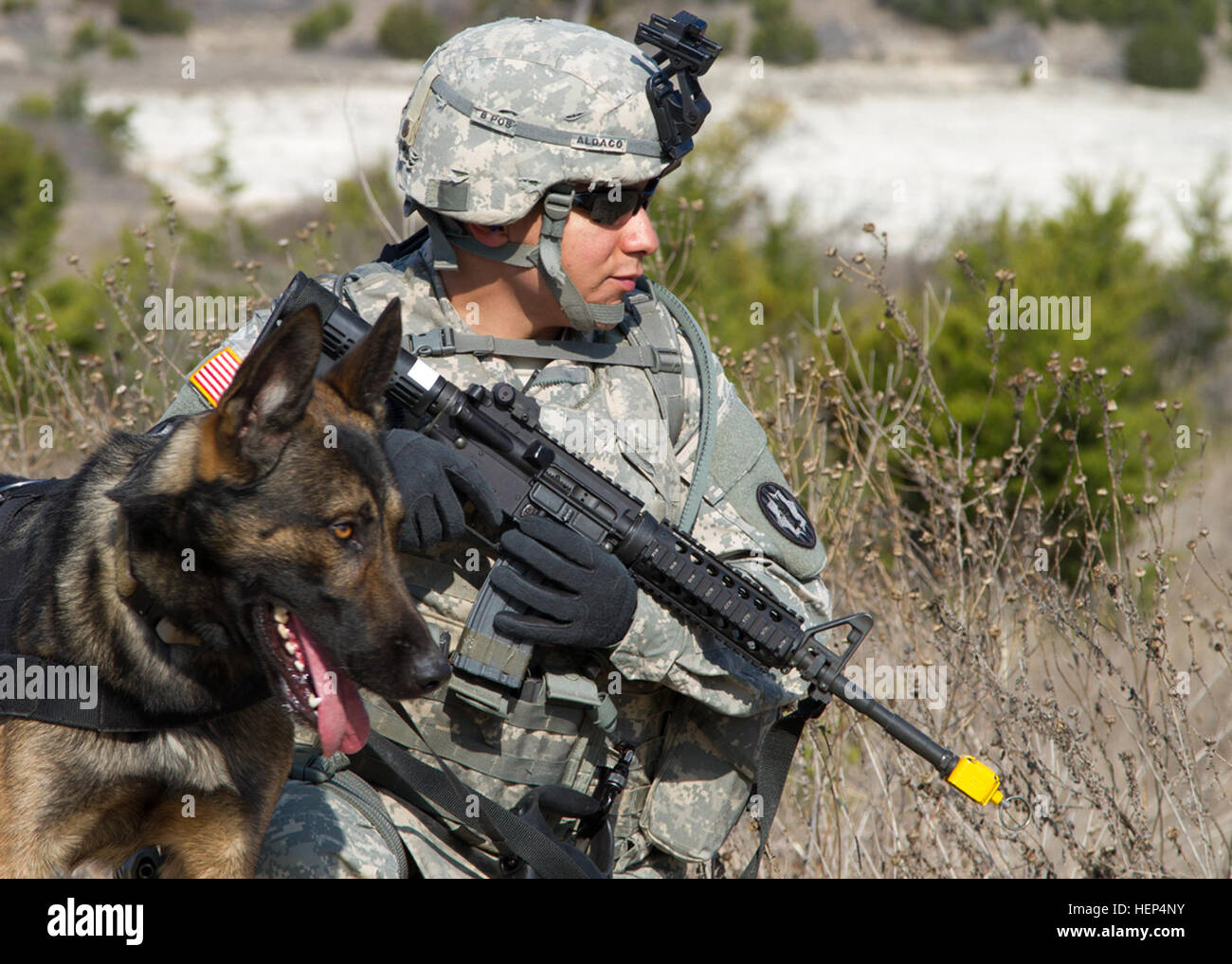 Sgt. Daniel Aldaco, a military working dog handler with the 226th MWD ...
