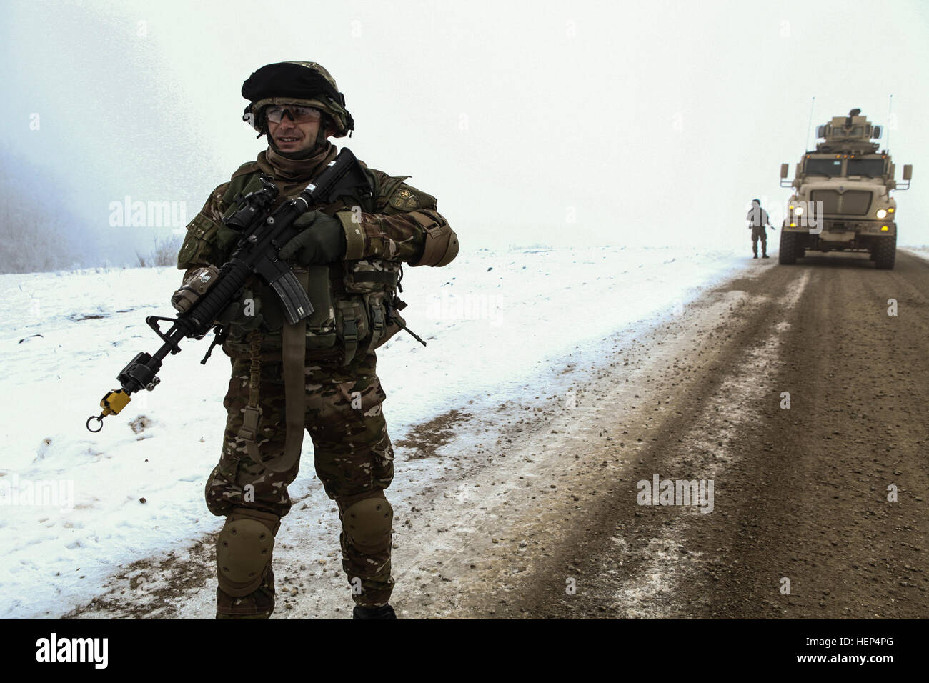 A Georgian soldier of Delta Company, 43rd Mechanized Infantry Battalion ...