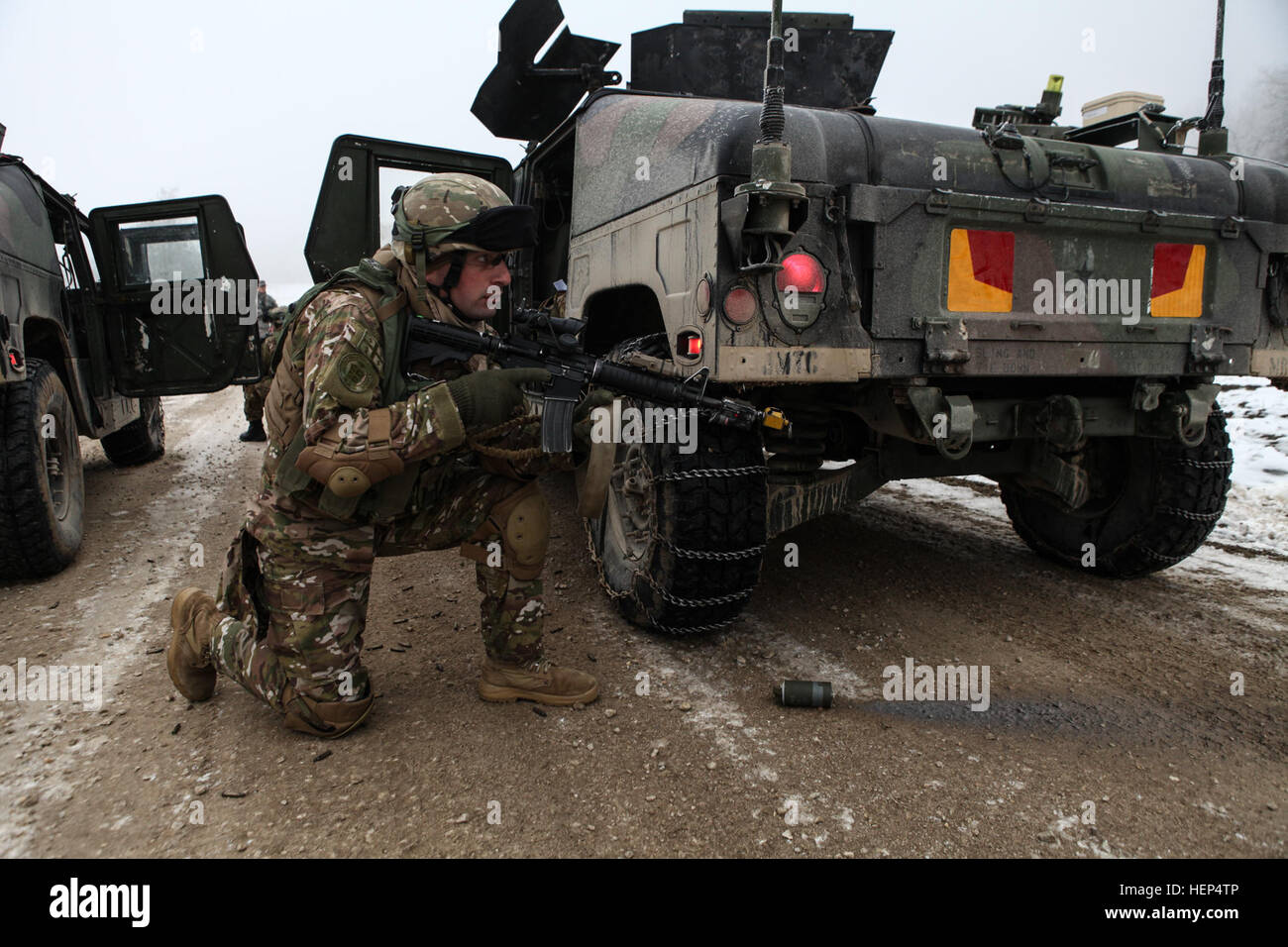 A Georgian soldier of Delta Company, 43rd Mechanized Infantry Battalion ...