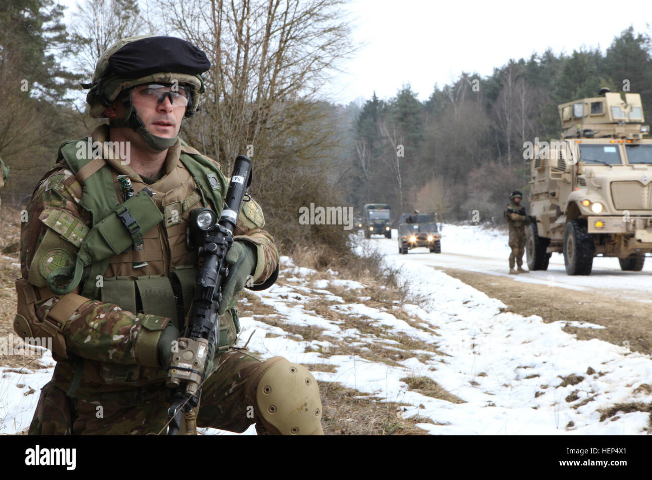 A Georgian soldier of Delta Company, 43rd Mechanized Infantry Battalion ...