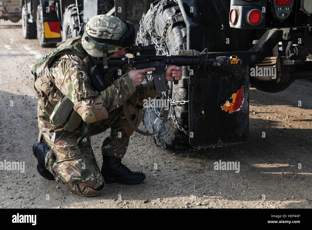 A Georgian soldier of 43rd Mechanized Infantry Battalion, 4th ...