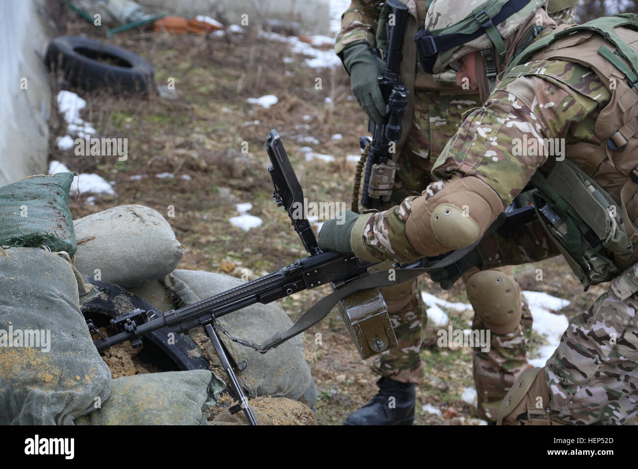 A Georgian soldier of Alpha Company, 43rd Mechanized Infantry Battalion ...