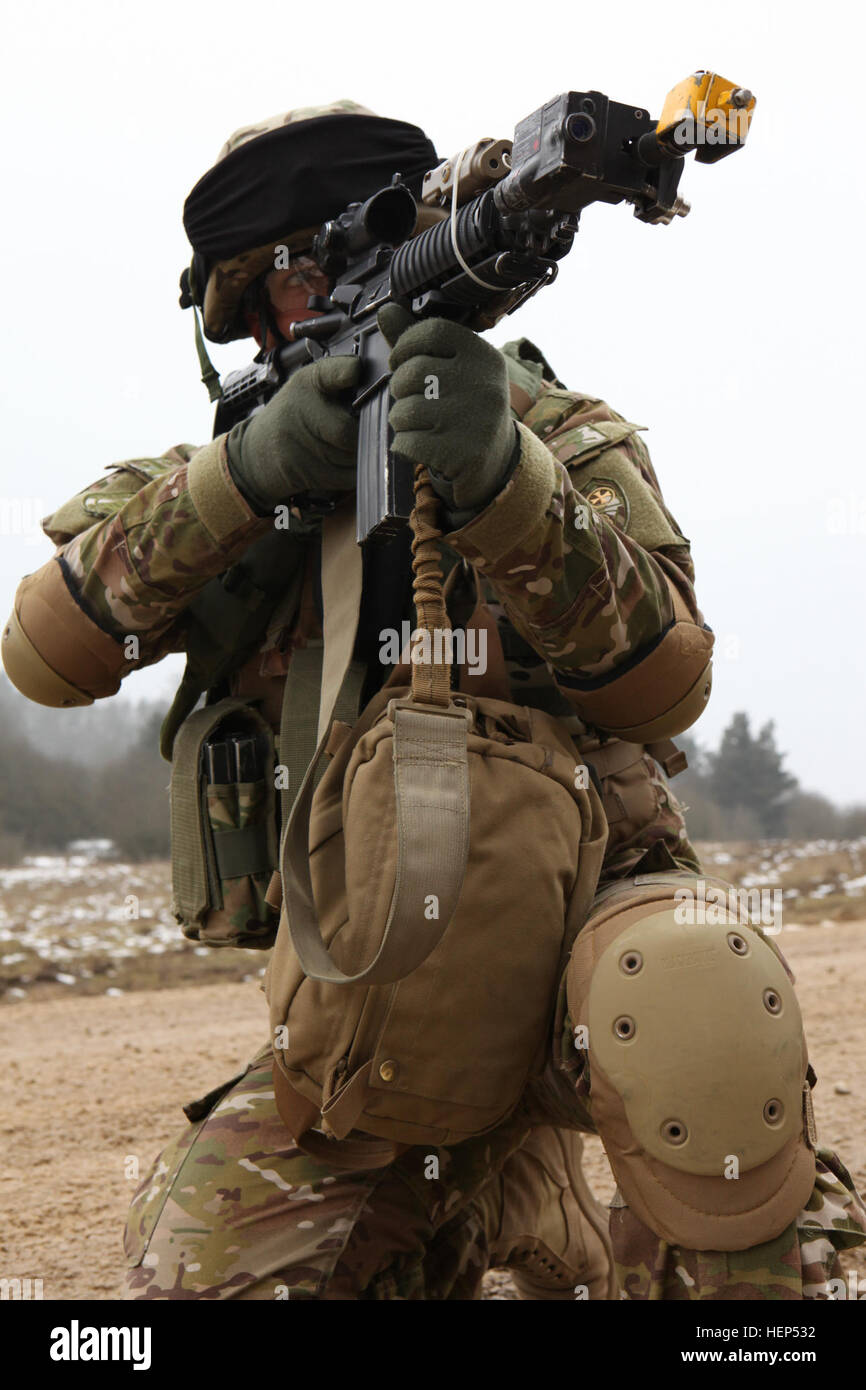 A Georgian soldier of Delta Company, 43rd Mechanized Infantry Battalion ...