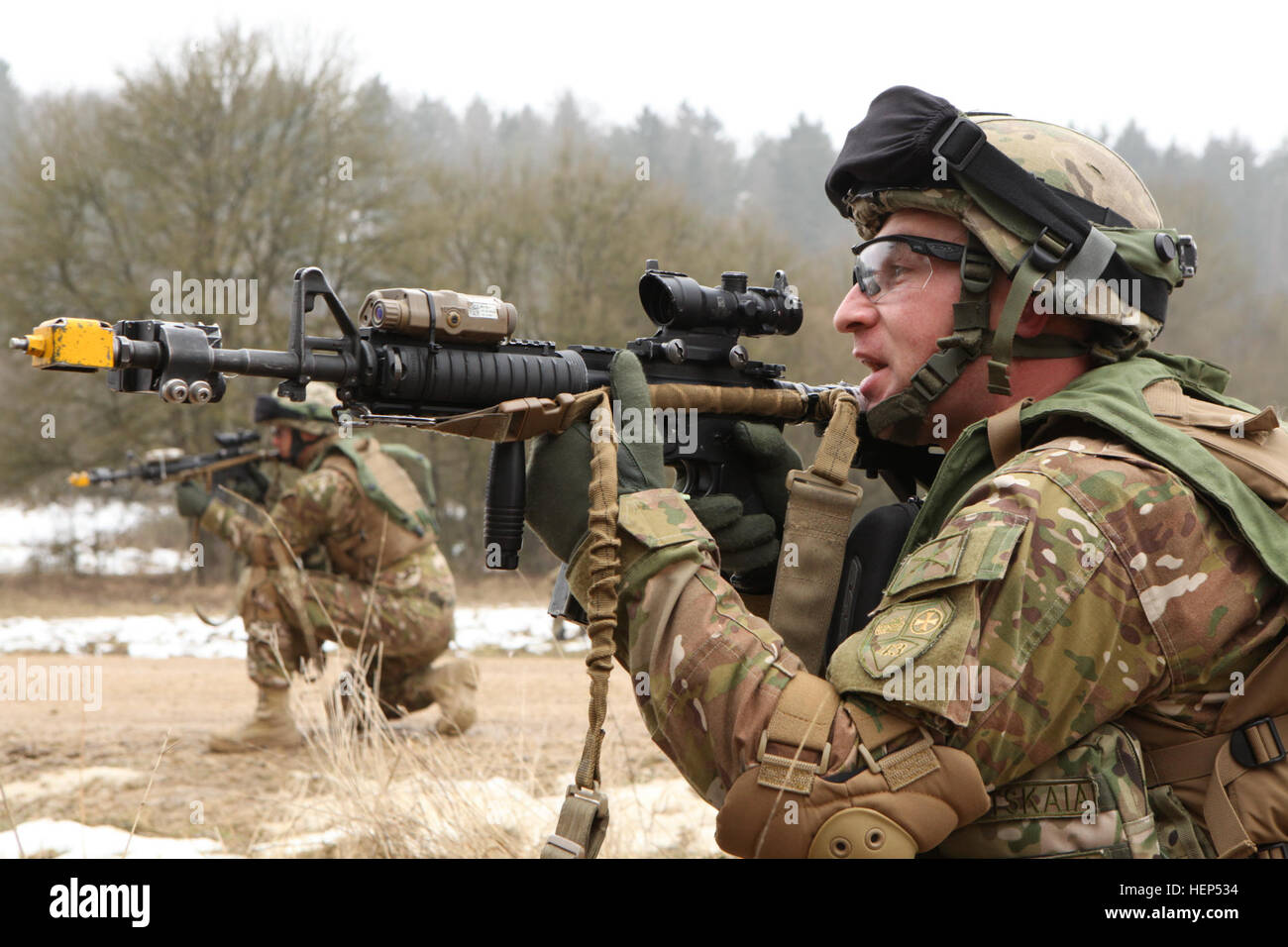 A Georgian soldier of Delta Company, 43rd Mechanized Infantry Battalion ...