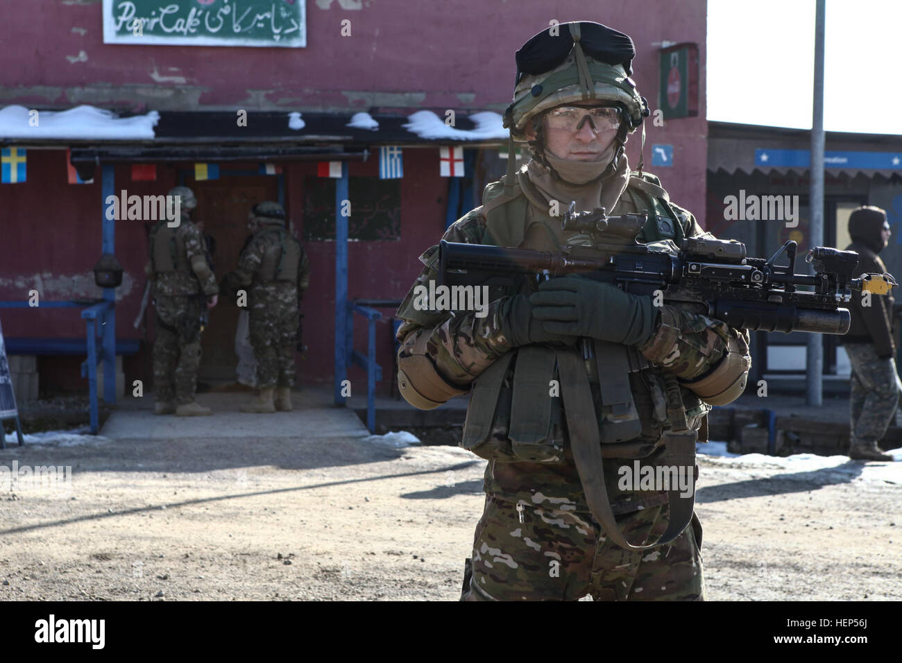 A Georgian soldier of Alpha Company, 43rd Mechanized Infantry Battalion ...