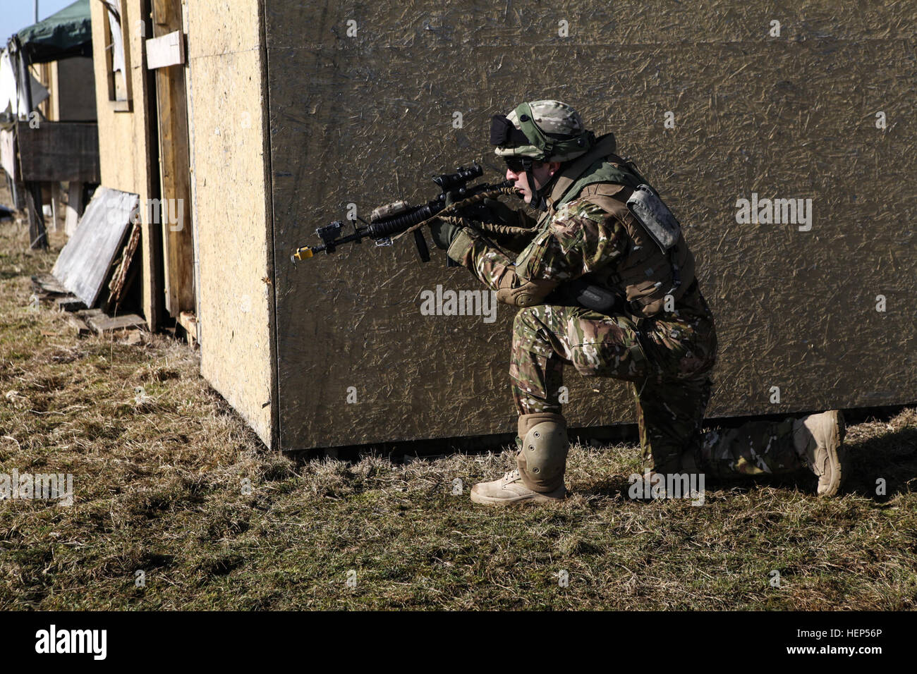 A Georgian soldier of Alpha Company, 43rd Mechanized Infantry Battalion ...