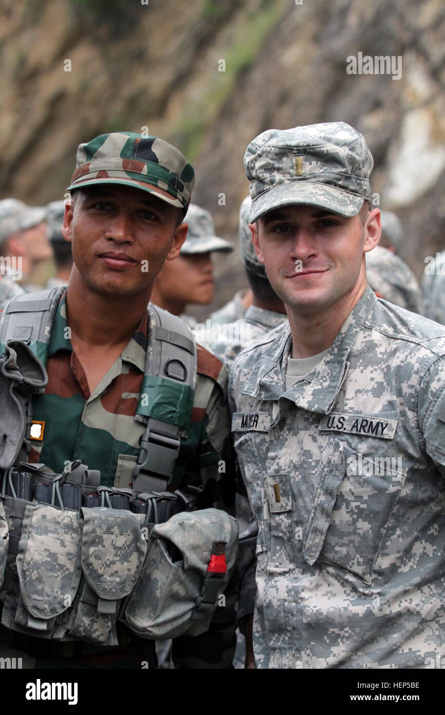 Second Lt. Dan Mayer, a platoon leader, stands with his Indian Army ...