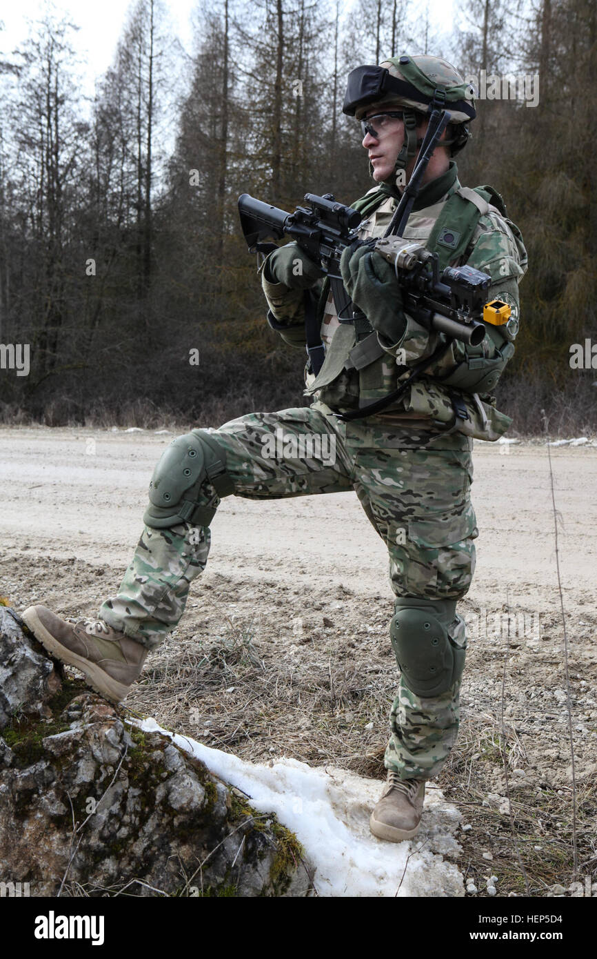 A Georgian soldier of Delta Company, 43rd Mechanized Infantry Battalion ...