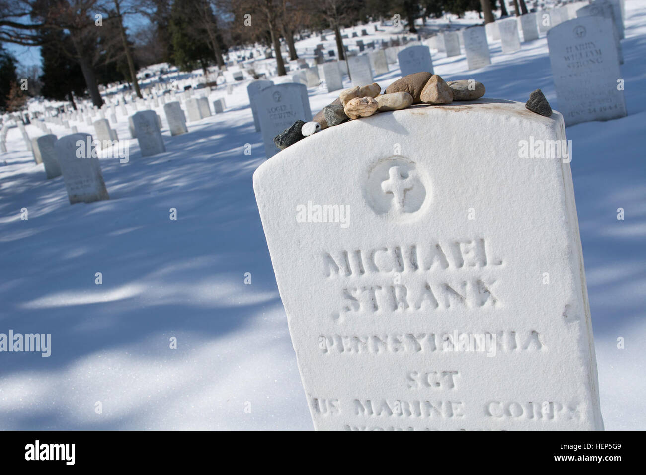 The grave of Michael Strank, who died March 1, 1945, is located in ...