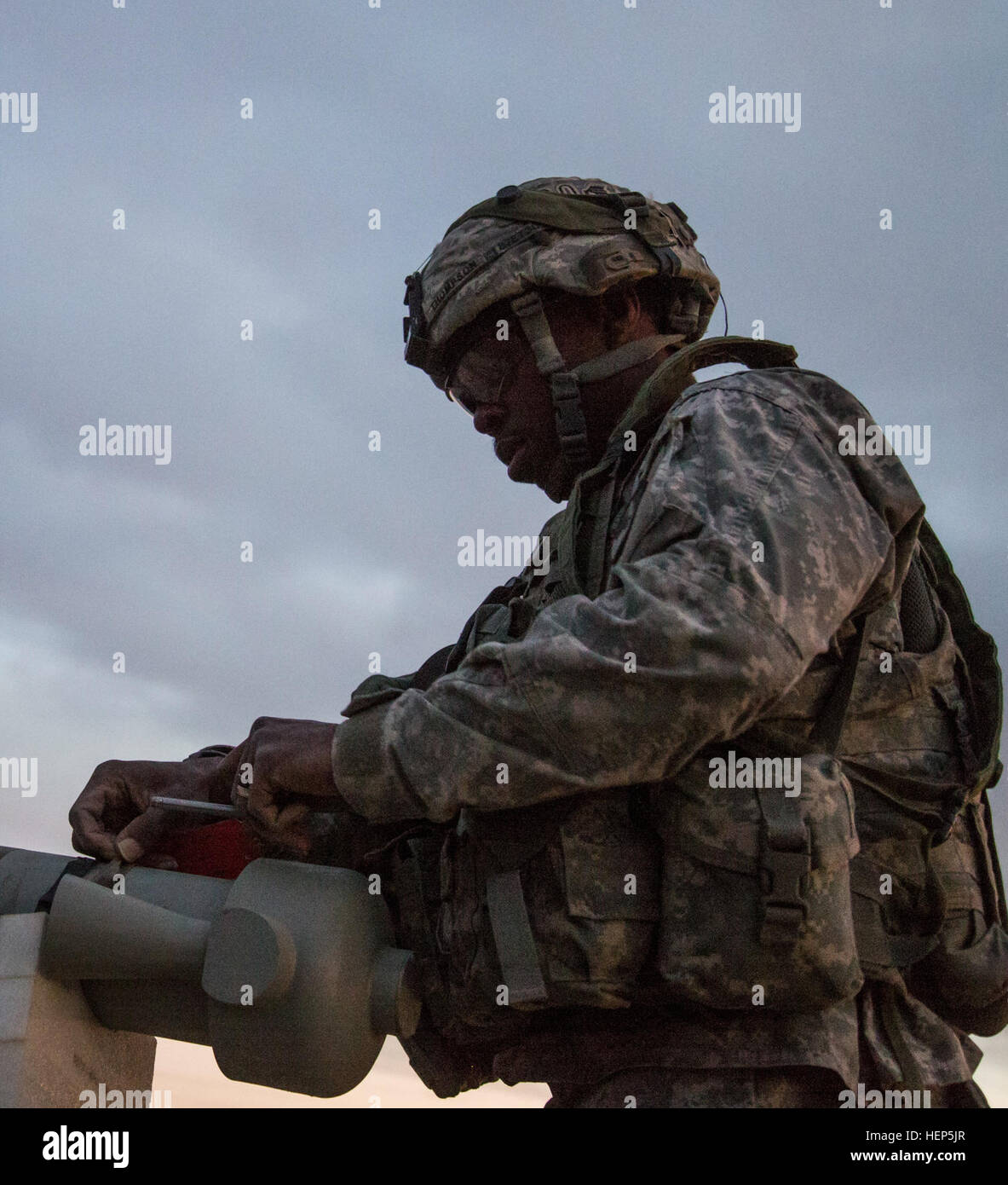A Soldier from Bravo Company, 1st Squadron, 9th Cavalry Regiment, 2nd ...