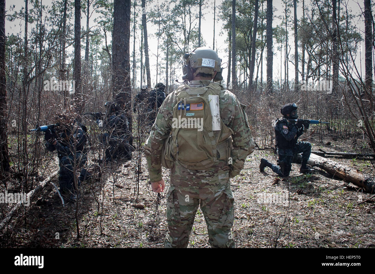 A Green Beret from the 7th Special Forces Group (Airborne) observes ...