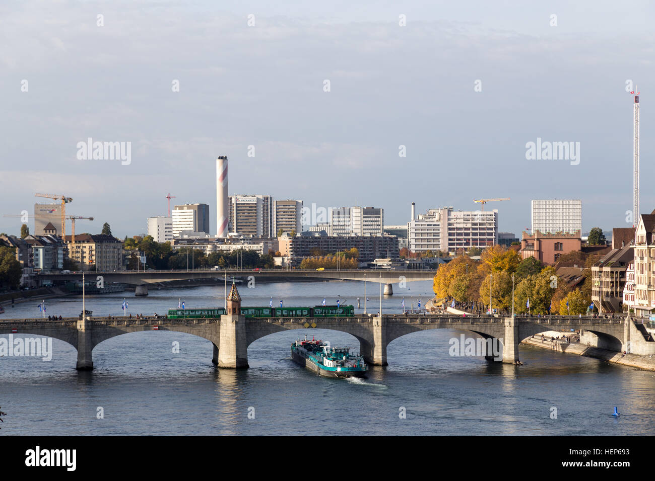 Basel, Switzerland - October 24, 2016: Container ship on the Rhine ...