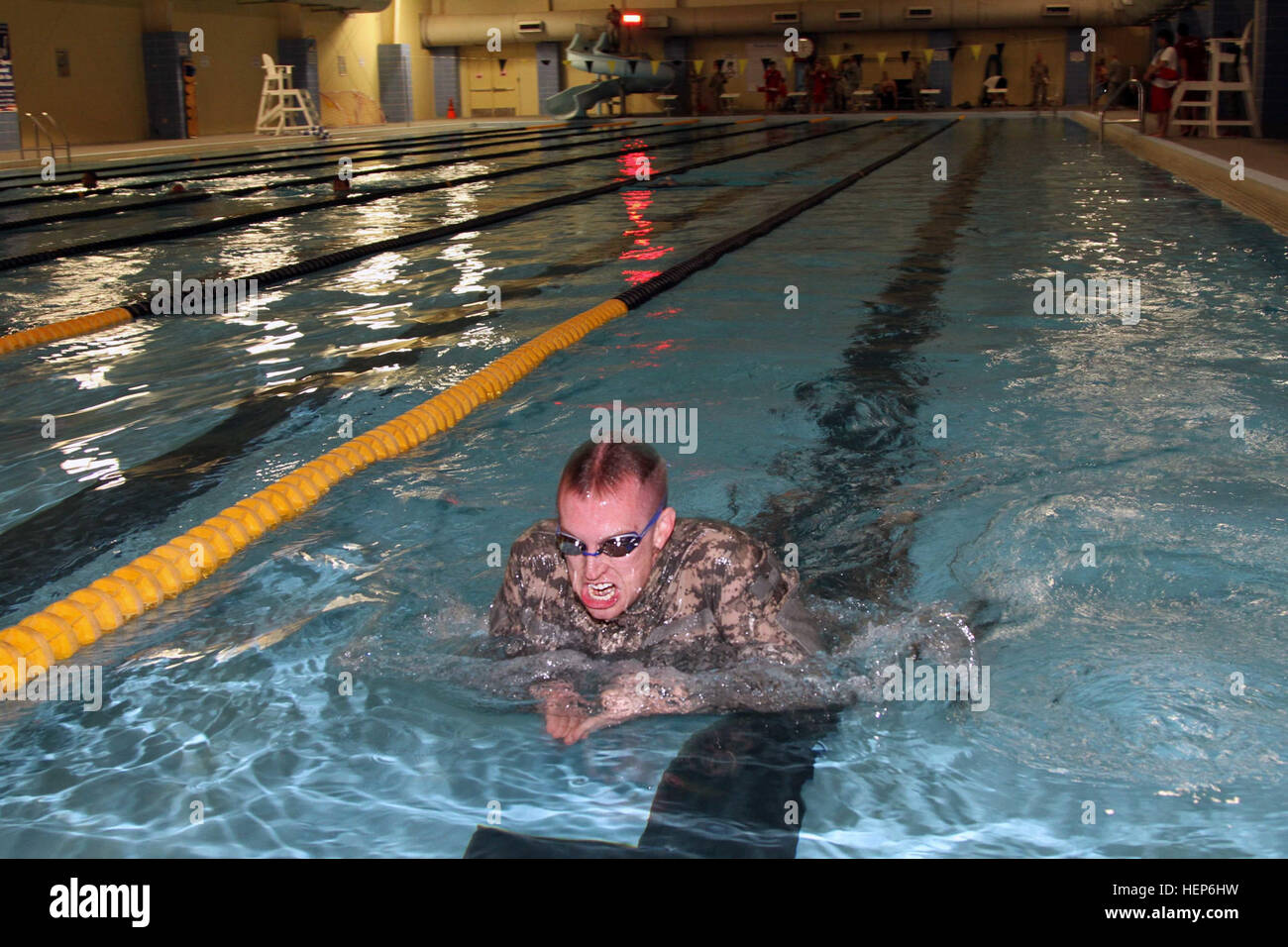 Soldiers Swim During The German Armed Forces Proficiency Badge Stock