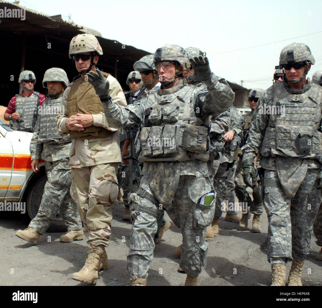 Col. John Hort (center right), a Fayetteville, N.C., native, talks to ...