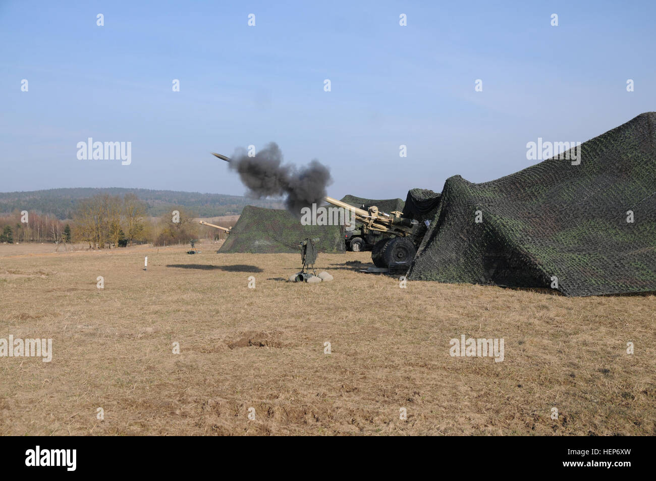 A 105mm howitzer round, fired by Charlie Battery, 4th Battalion, 319th ...