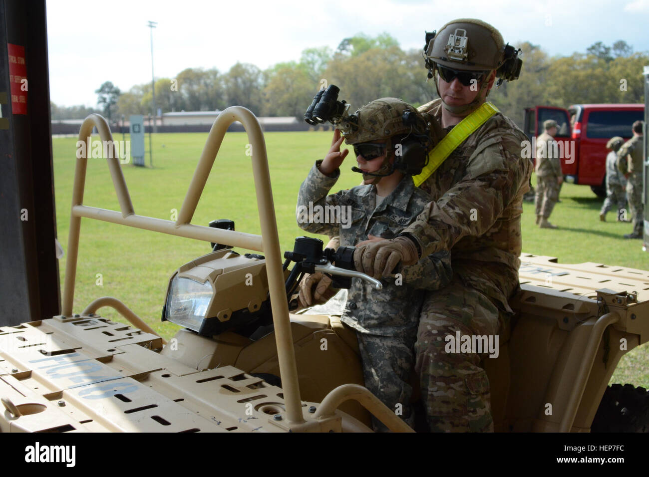 Bryce Stone gets ready to ride a quad at Fort Benning, Ga., March 19 ...