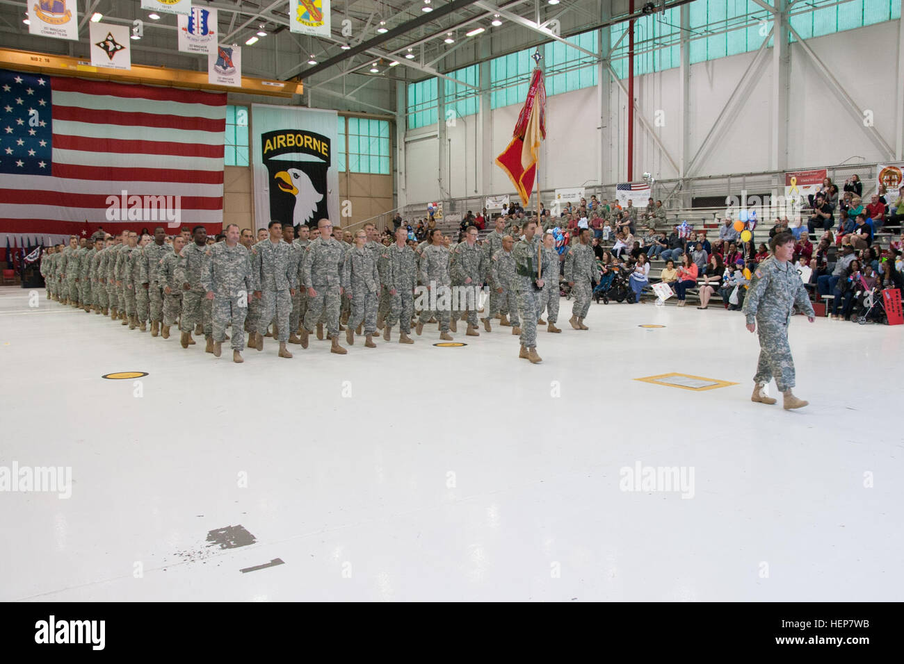 Col. Kimberly Daub, commander of the 101st Sustainment Brigade, leads ...