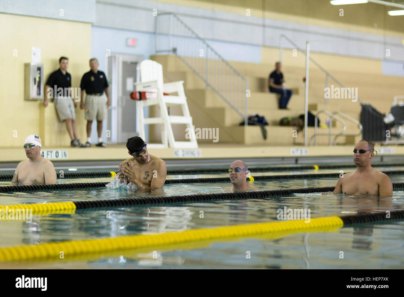 U.S. Army active duty and veterans athletes take a break just before ...