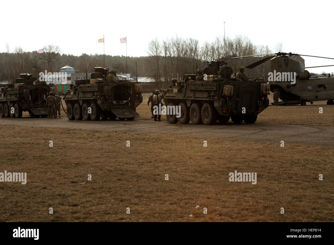 Strykers from 3rd Squadron, 2nd Cavalry Regiment pull up to be refueled ...