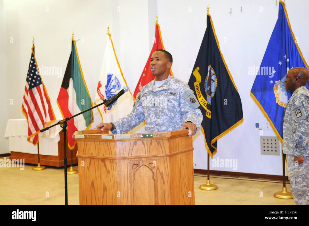 Staff Sgt. Willie Derr, 1st Theater Sustainment Command, sings the ...