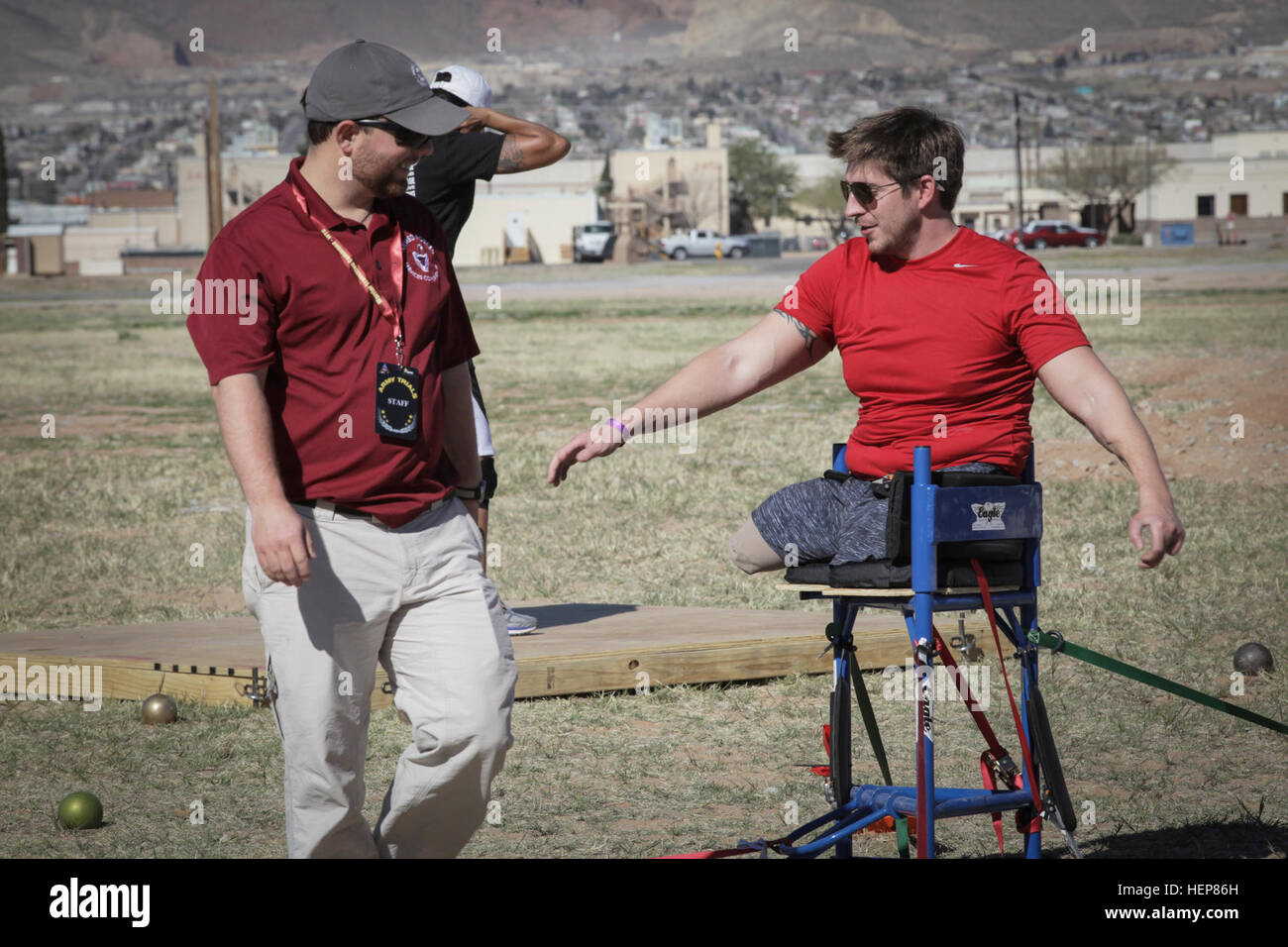 U.S. Army Veteran Staff Sgt. Timothy Payne, works on his discus ...