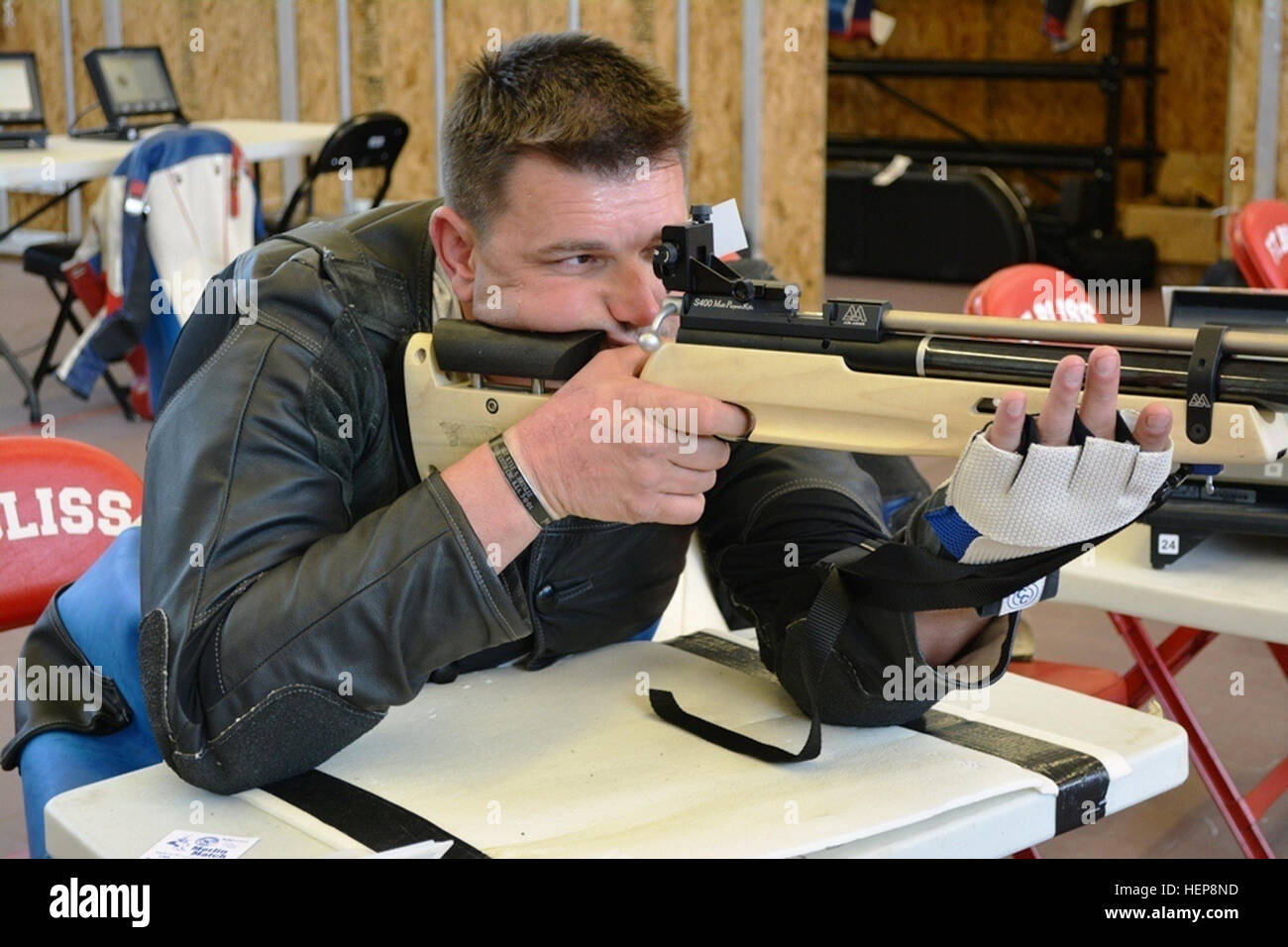 Using an Air Arms s400 10 meter indoor air rifle, Sgt. Barry T ...