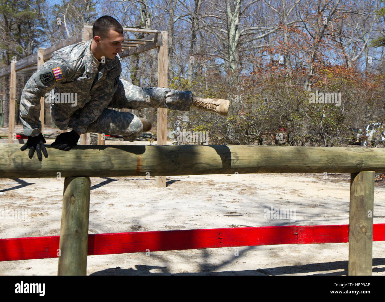 Army Reserve Sgt. Rob Caruso, from Atco, N.J., completes an obstacle ...