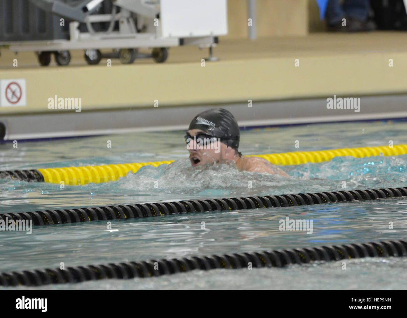 U.S. Army veteran Staff Sgt. Timothy Payne, swims during the 100 meter ...