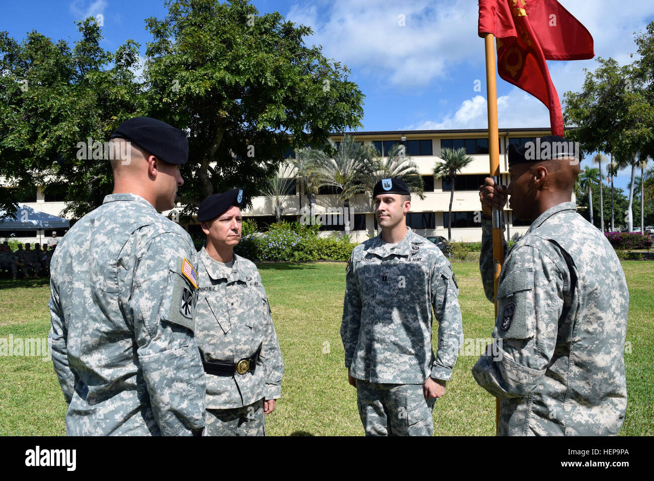 Capt. Pete Bier (left), out-going commander, Headquarters and ...