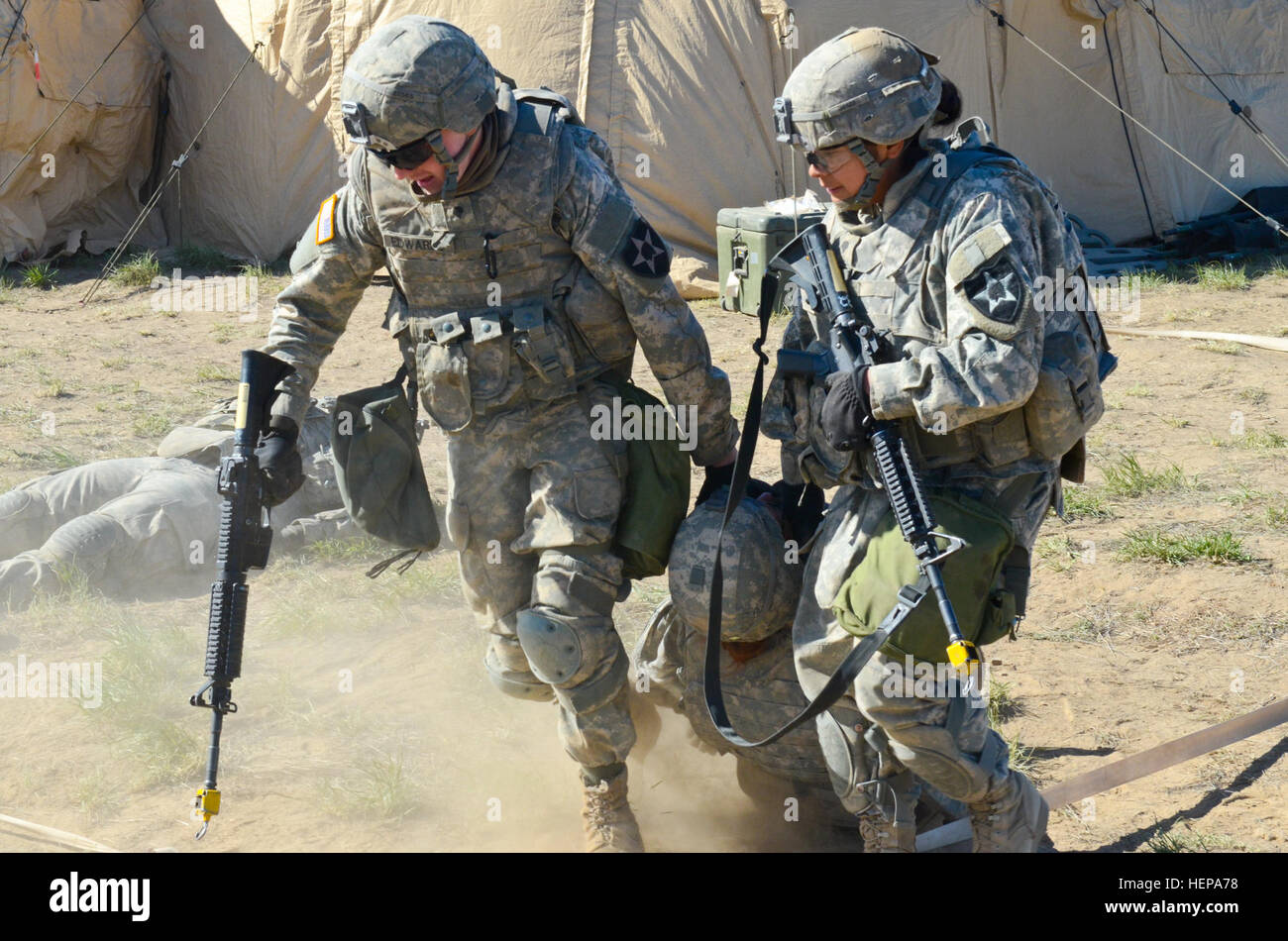 U.S. Army medics from Company C, 296th Brigade Support Battalion ...