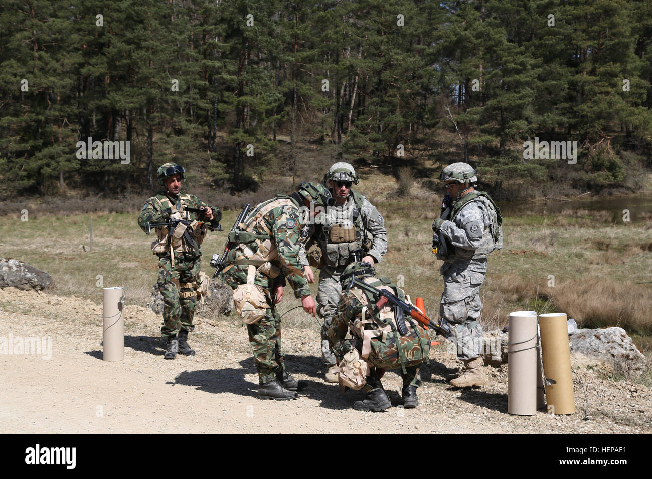 U.S. Soldiers, right, of Regimental Engineer Squadron, 2nd Cavalry ...