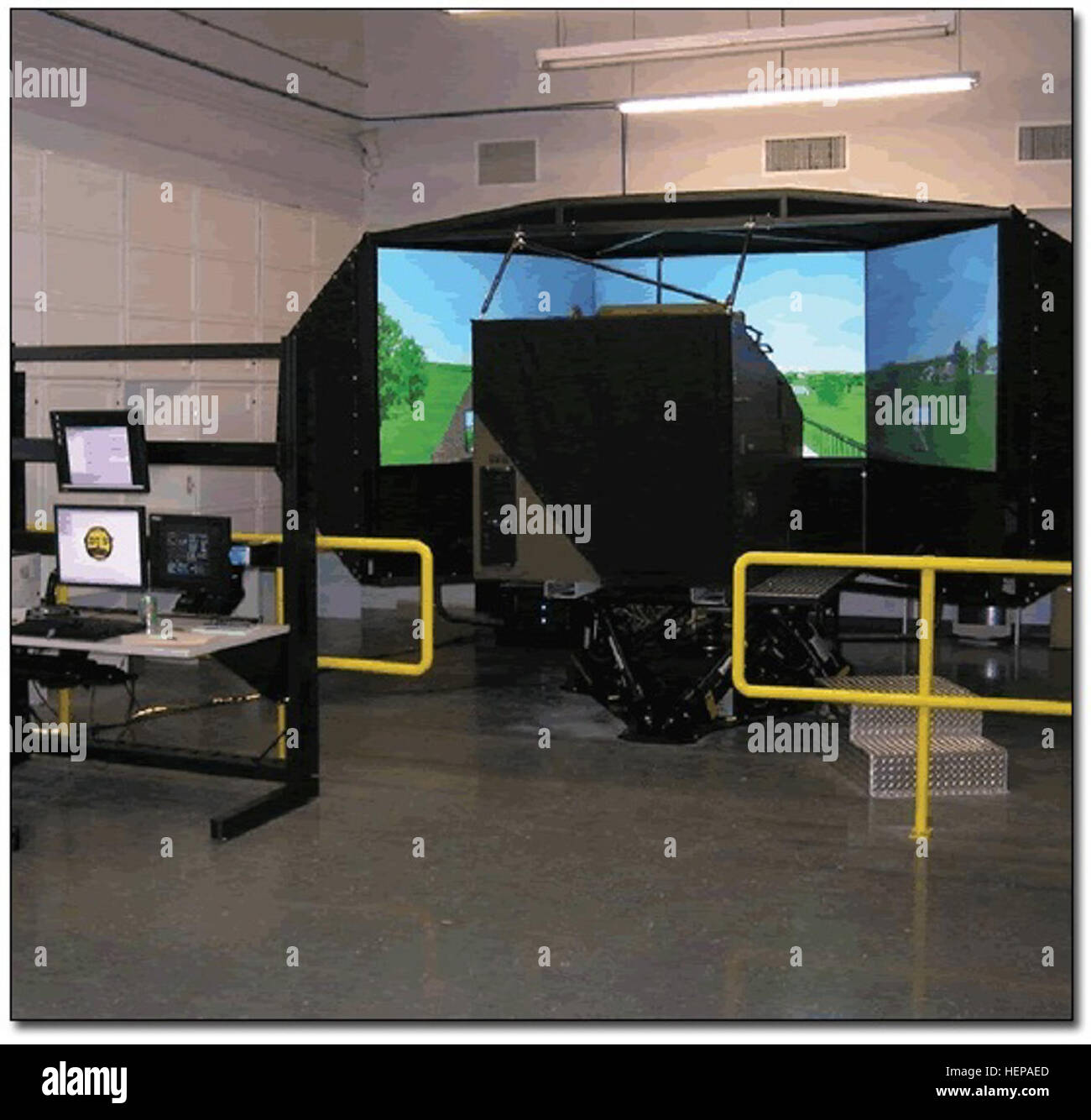 The common driver trainer (CDT) as configured for a Stryker is seen ...