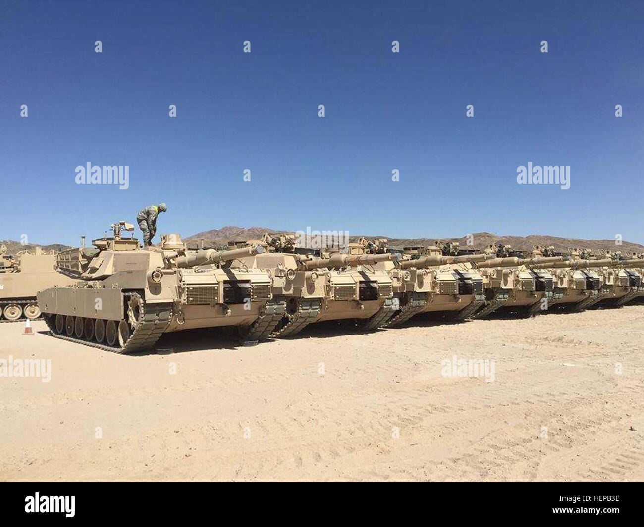 A line of 3rd Armored Brigade Combat Team, 1st Cavalry Division M1 ...