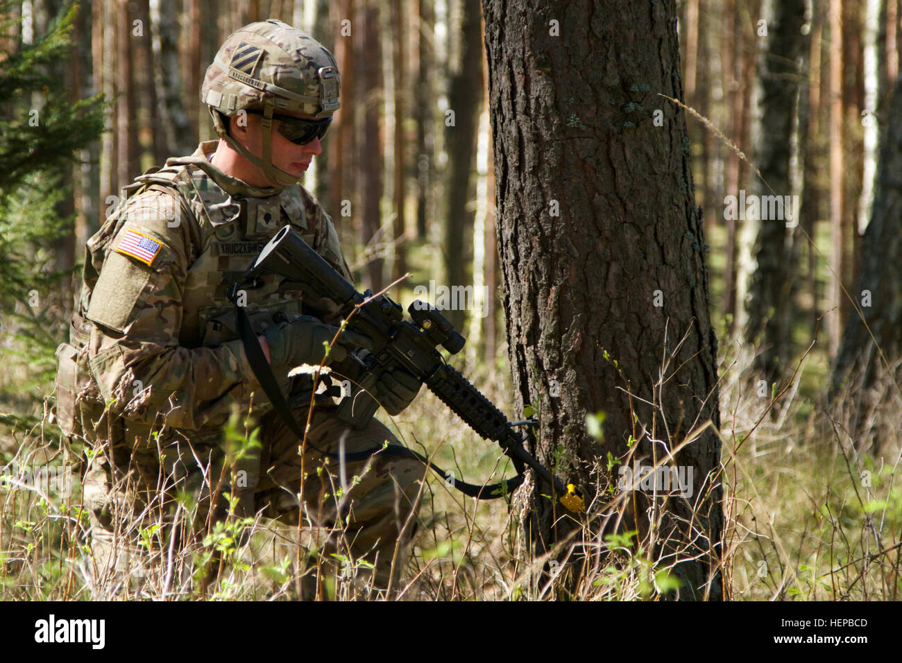 A Soldier with Headquarters and Headquarters Company, 2nd Battalion ...