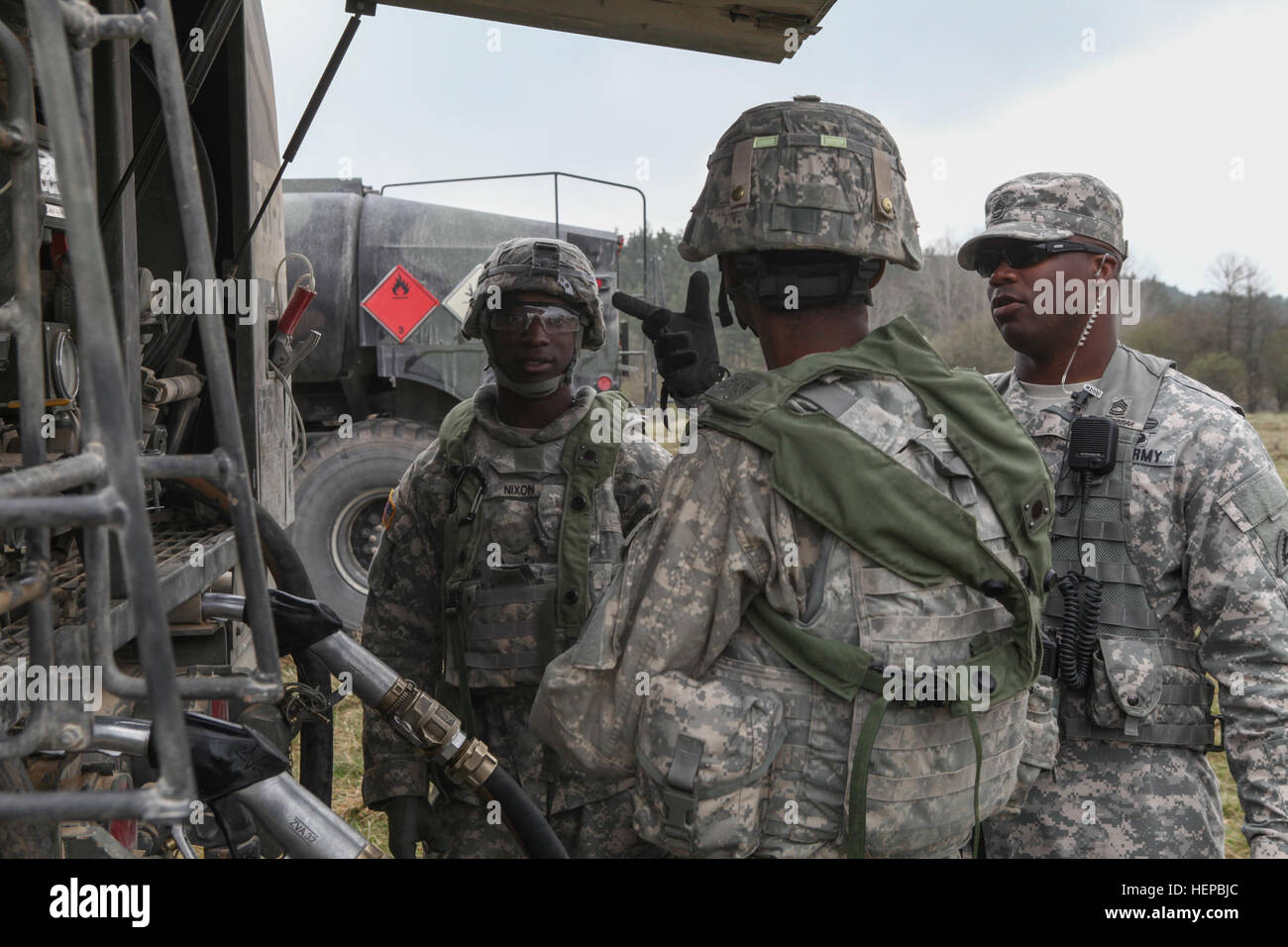U.S. Army Sgt. 1st Class Travaris Strowbridge, right, of Joint ...