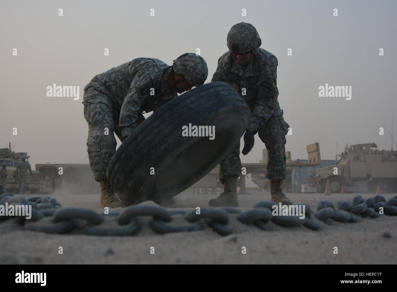 Sgt. Charles Mckeown, left and Pvt. Andrew Applegate, assigned to 32nd ...