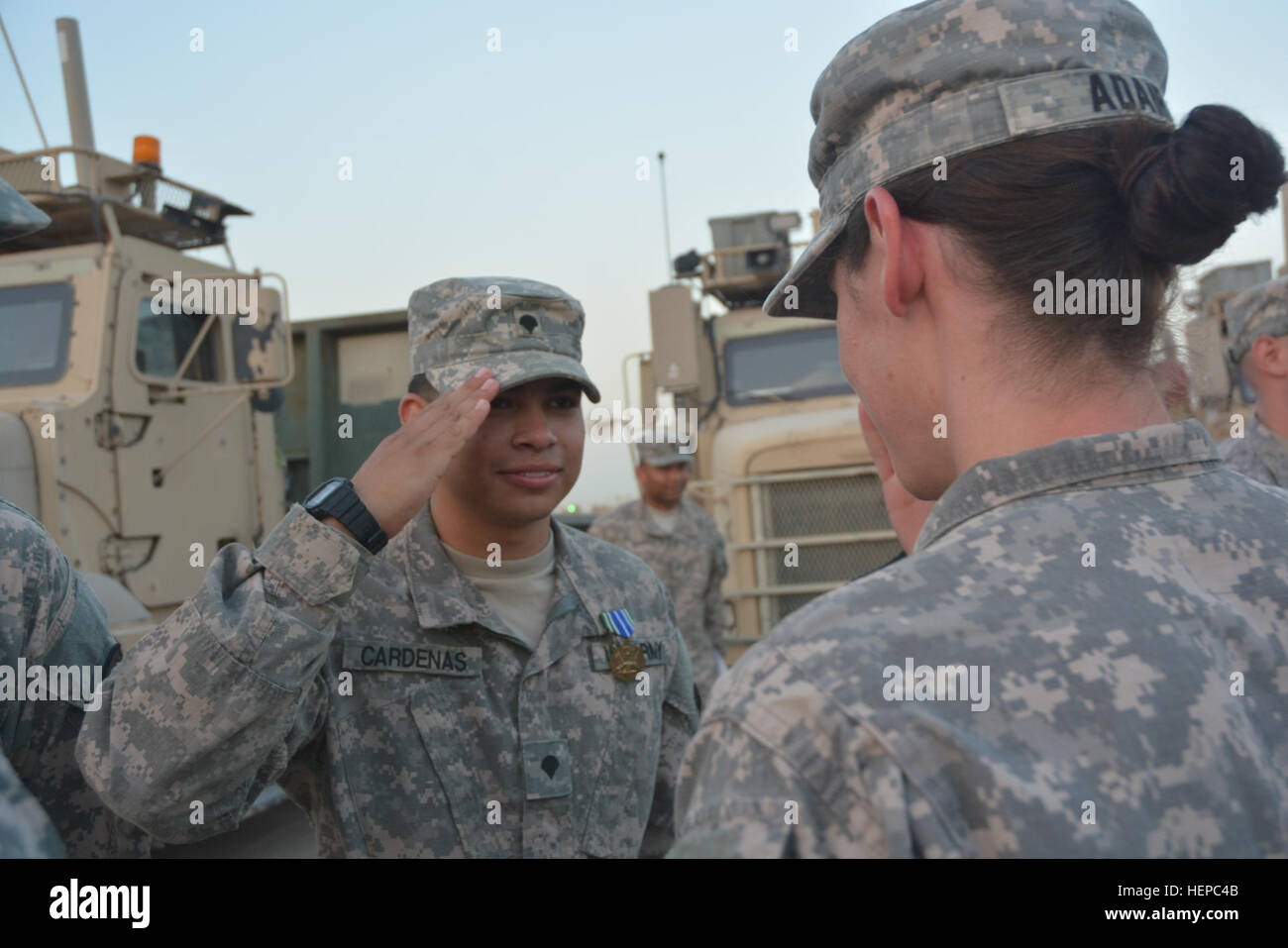 Spc. Edgar Cardenas, left, assigned to 32nd Composite Truck Company ...