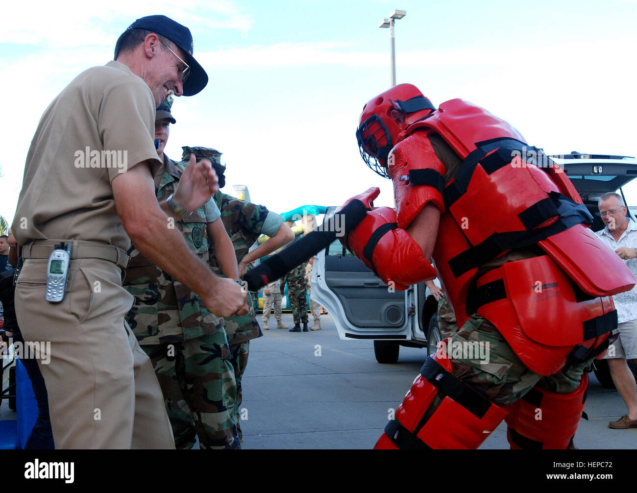GUANTANAMO BAY, Cuba – Navy Capt. Mark Leary, base commander, takes a ...