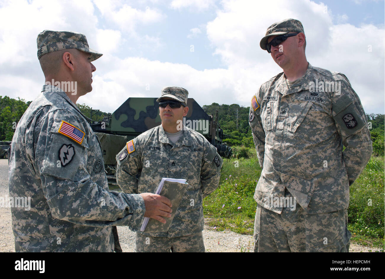 Army Command Sgt. Maj. Eric C. Dostie (left), command sergeant major, U ...