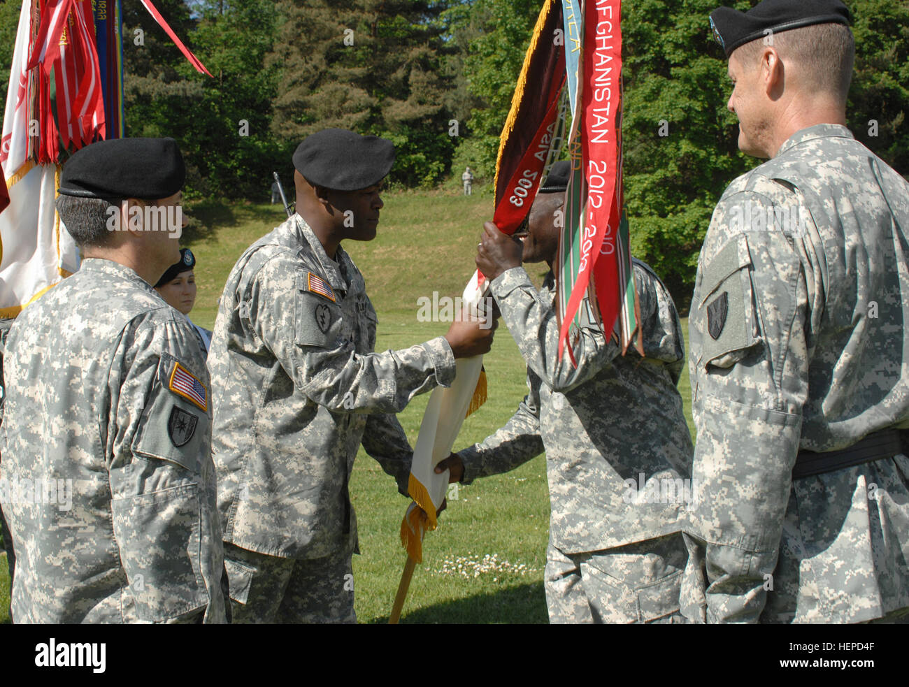 Command Sgt. Maj. George Grace, outgoing command sergeant major, passes ...