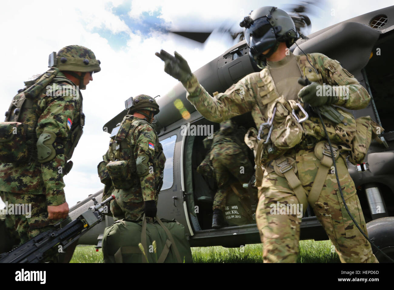 A U.S. Army Black Hawk helicopter crewman of the 3rd Infantry Division ...