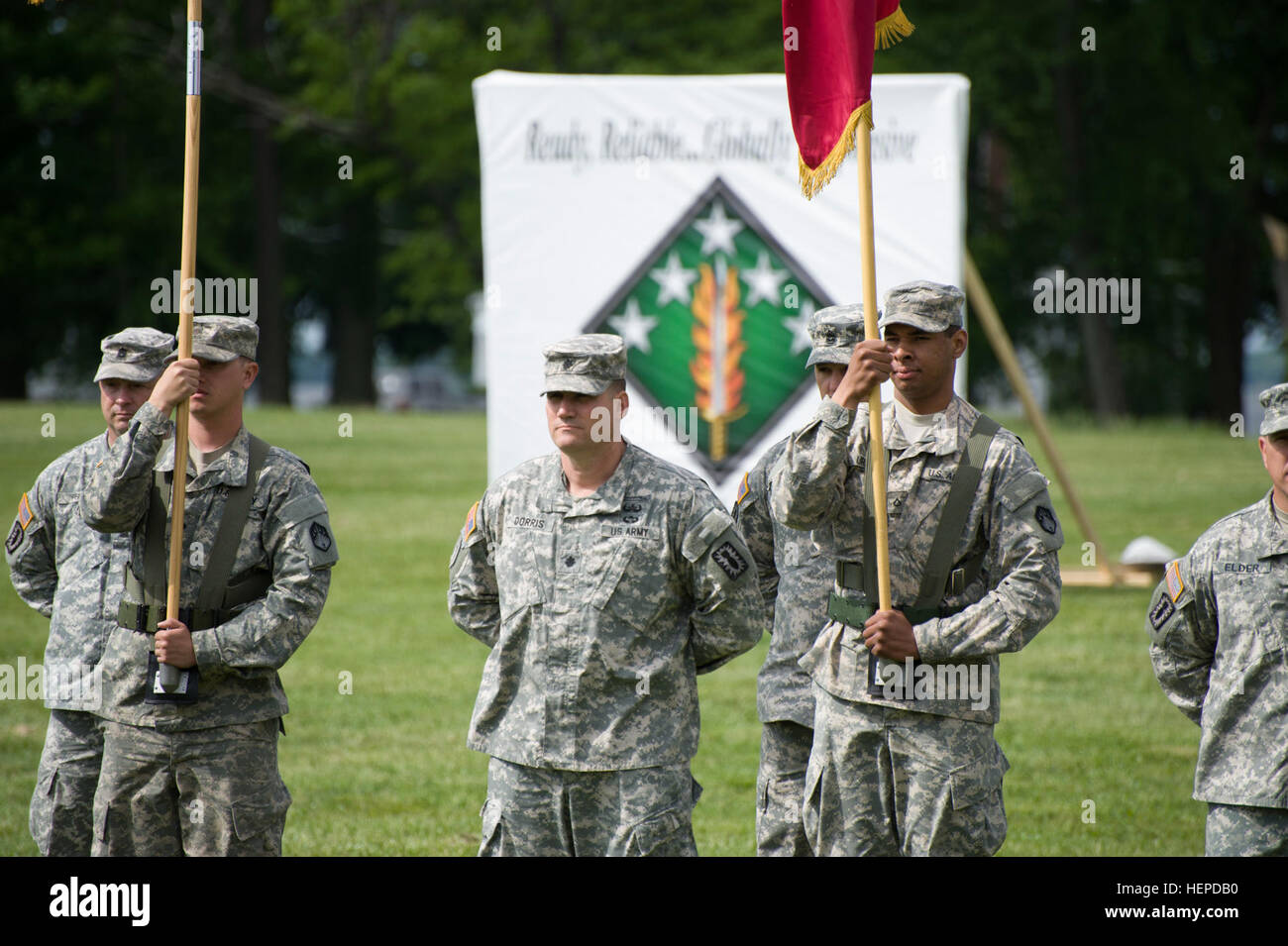 Soldiers stand in formation at the 20th CBRNE Command (Chemical, Biological, Radiological ...