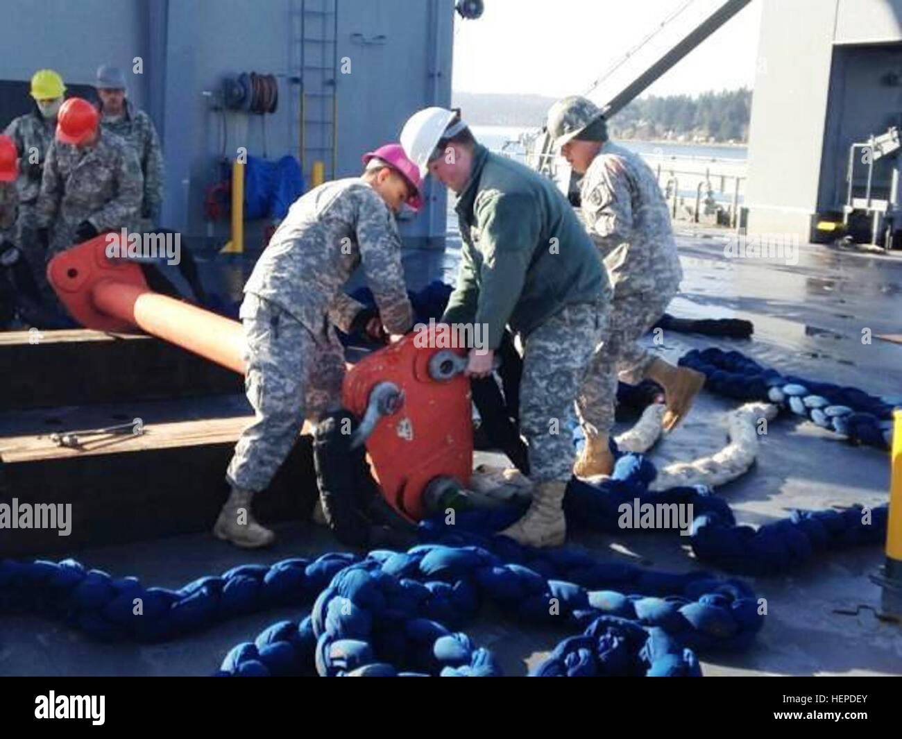 Soldiers assigned to the 7th Transportation Brigade, an active Army ...