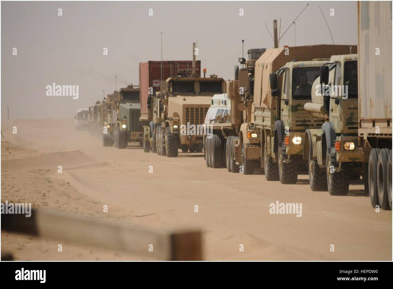 A combined convoy exercise at Udairi Range Complex in Northwest Kuwait ...
