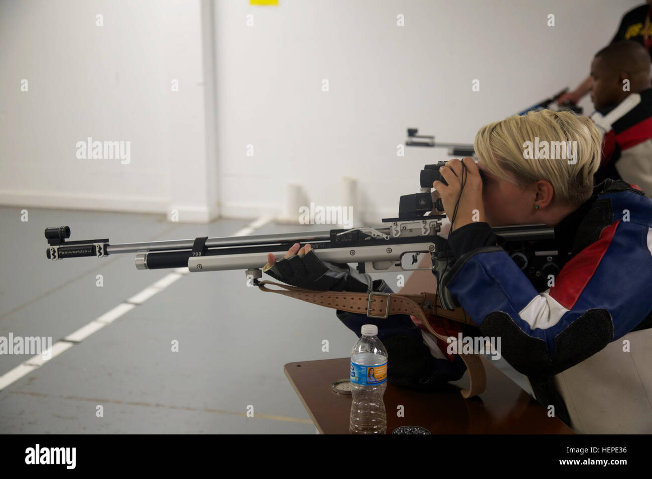 U.S. Army Veteran Spc. Laurel Cox, from Richmond, Virginia, checks her ...