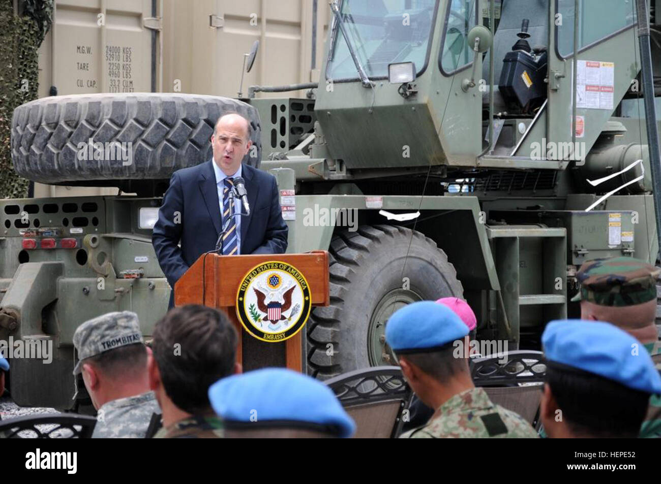 The U.S. ambassador to the Republic of Haiti Kenneth Merten delivers ...