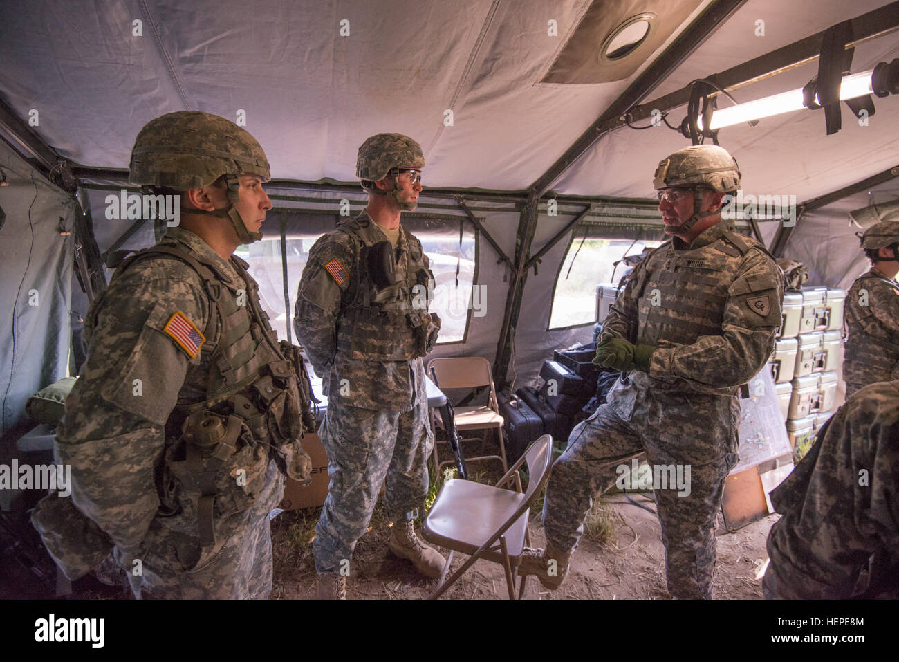 Maj. Gen. David C. Wood, 38th Infantry Division commander, speaks to ...