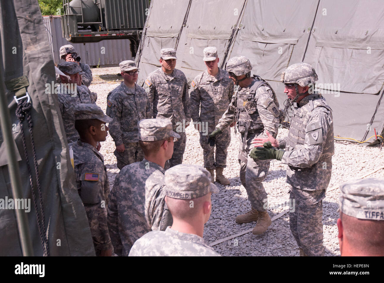 Maj. Gen. David C. Wood, 38th Infantry Division commander, speaks to ...
